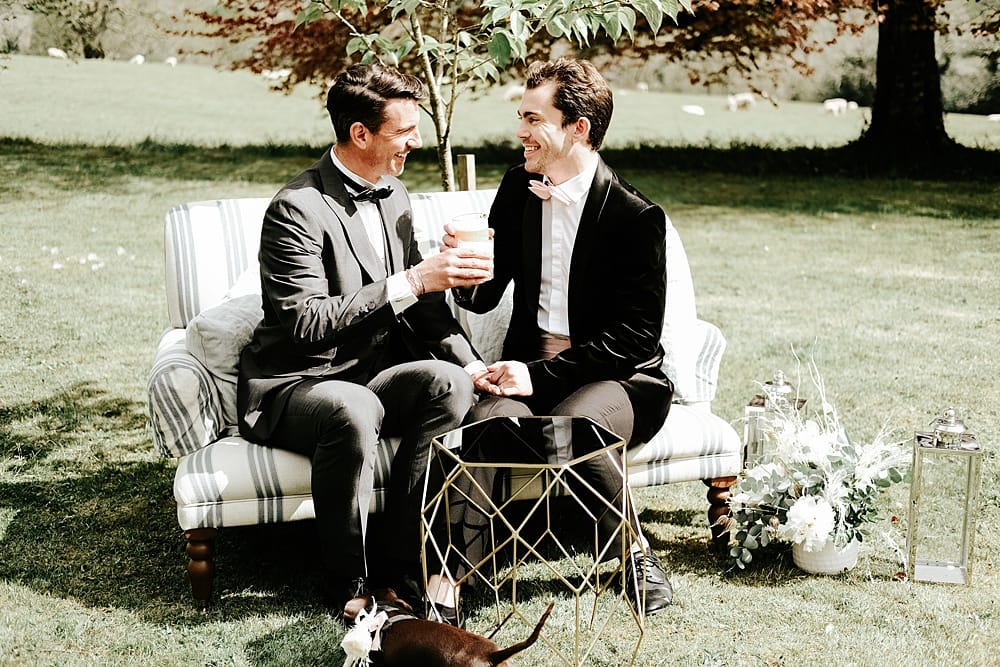 Boconnion in Cornwall | Black Tie Wedding Inspiration with Two Grooms