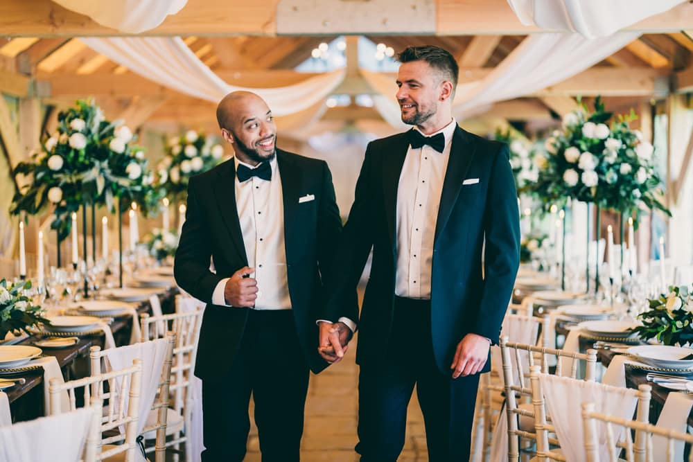 Black Tie Elegance for Two Grooms at Birtsmorton Court